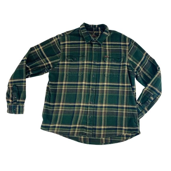 Orvis | Shirts | Orvis Forest Green Plaid Flannel Shirt Pockets Mens ...